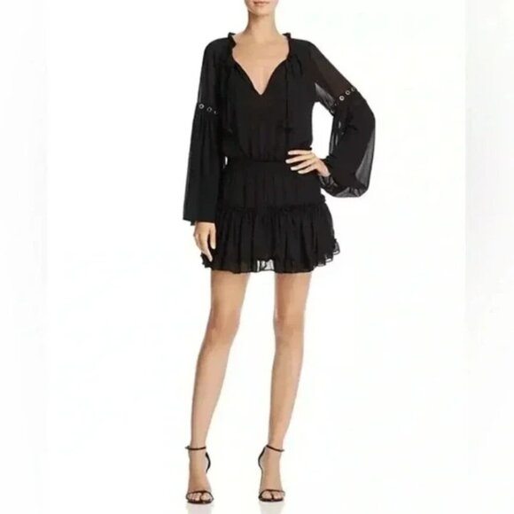 Misa Los Angeles | Dresses | Misa Los Angeles Black Long Sleeve Smocked ...
